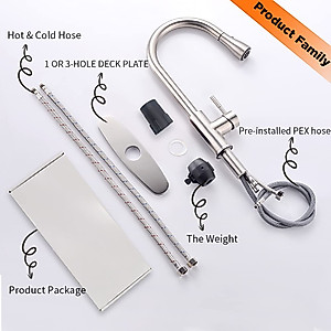 Brushed Nickel Kitchen Faucets with Pull Down Sprayer Kitchen Sink Faucet with Pull Out Sprayer Single Hole Deck Mount Single Handle Stainless Steel Grifos De Cocina 866068SN