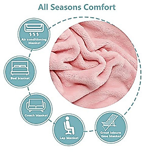 NANPIPER Fleece Blankets, Super Soft Flannel Queen Size Blanket for Bed, Luxury Cozy Microfiber Plush Fuzzy Blanket,Pink
