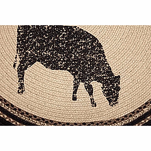 VHC Brands Sawyer Mill Small Jute Half Circle Area Rug Farmhouse Solid, Entryway Kitchen Doormat Non Skid Pad 16.5x33 (Cow)