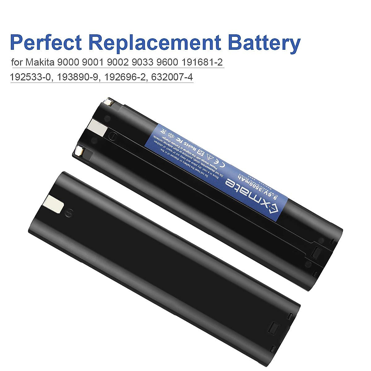 Exmate 2Pack 9.6V 3.5Ah Ni-MH Replacement Battery with Multivolt 1.2V-18V Ni-MH/Ni-CD Battery Charger Compatible with Makita 9000 9001 9002 9033 9600 193890-9 192696-2 632007-4