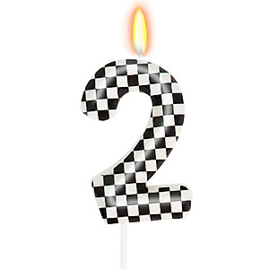 Number 2 Racing Cars Birthday Candle, Race Car Cake Topper, Truck Themed Birthday Party Decorations, Black White Checkered Candles