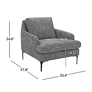 Amazon Brand – Rivet Modern Living Room Accent Chair with Metal Legs, 35.4"W, Dark Gray