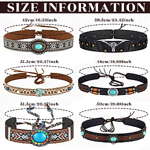 6 Pcs Cowboy Hat Band Replacement Ethnic Western Hat Belts Rural Classical Mexican Turquoise Hatbands (Classic Style)