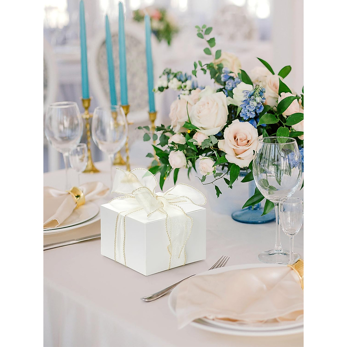 Eupako White Gift Boxes 5x5x3.5 25 Pack Kraft Paper Gift Boxes with Lids for Crafting, Gifts, Wedding, Birthday, Party, Cupcake