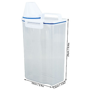 Rice Storage Container, Plastic Rice Dispenser Bin with Measuring Cup, Airtight Grain Dispenser with Claer Scale, Clear Kitchen Food Dispenser for Rice, Beans, Grains, Small Dry Food(2kg White)