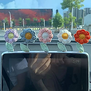 Flower Car Dashboard Decorations,MoreChioce Flower Bobblehead Ornament Car Shaking Head Toy Interior Display Decoration for Home Office Desk SUV Car,Red