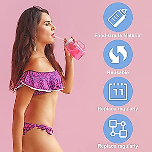 6pcs Silicone Straws Reusable Replacement Straws, 9.6inch Long Flexible Drinking Straw with Cleaning Brush, Odorless Soft Silicone Straws for Kids Parties, BPA Free (Multicolored)