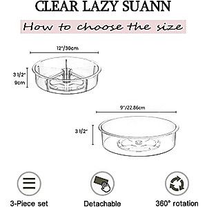 vacane 2 Pack Plastic Lazy Susan 13"&10", Round Turntable Organizer Storage Container with Raised Edge, Spice Rack Rotating Kitchen Spinning Organizer for Bathroom Countertop Pantry Refrigerator