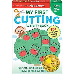 Play Smart My First Cutting Book 2+: Preschool Activity Workbook With 70+ Stickers for Children With Small Hands Ages 2, 3, 4: Basic Scissor Skills (Mom’s Choice Award Winner)