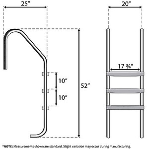 Aqua Select Three Tread Stainless Steel Pool Ladder | Entry and Exit System for In-Ground Swimming Pools | 250 Pound Capacity | 1.90-Inch Outer Diameter | with Non-Slip Plastic White Steps
