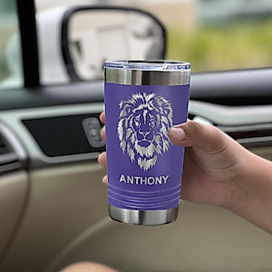 LaserGram 16oz Vacuum Insulated Pint Tumbler, Boat Anchor, Personalized Engraving Included (Dark Purple)