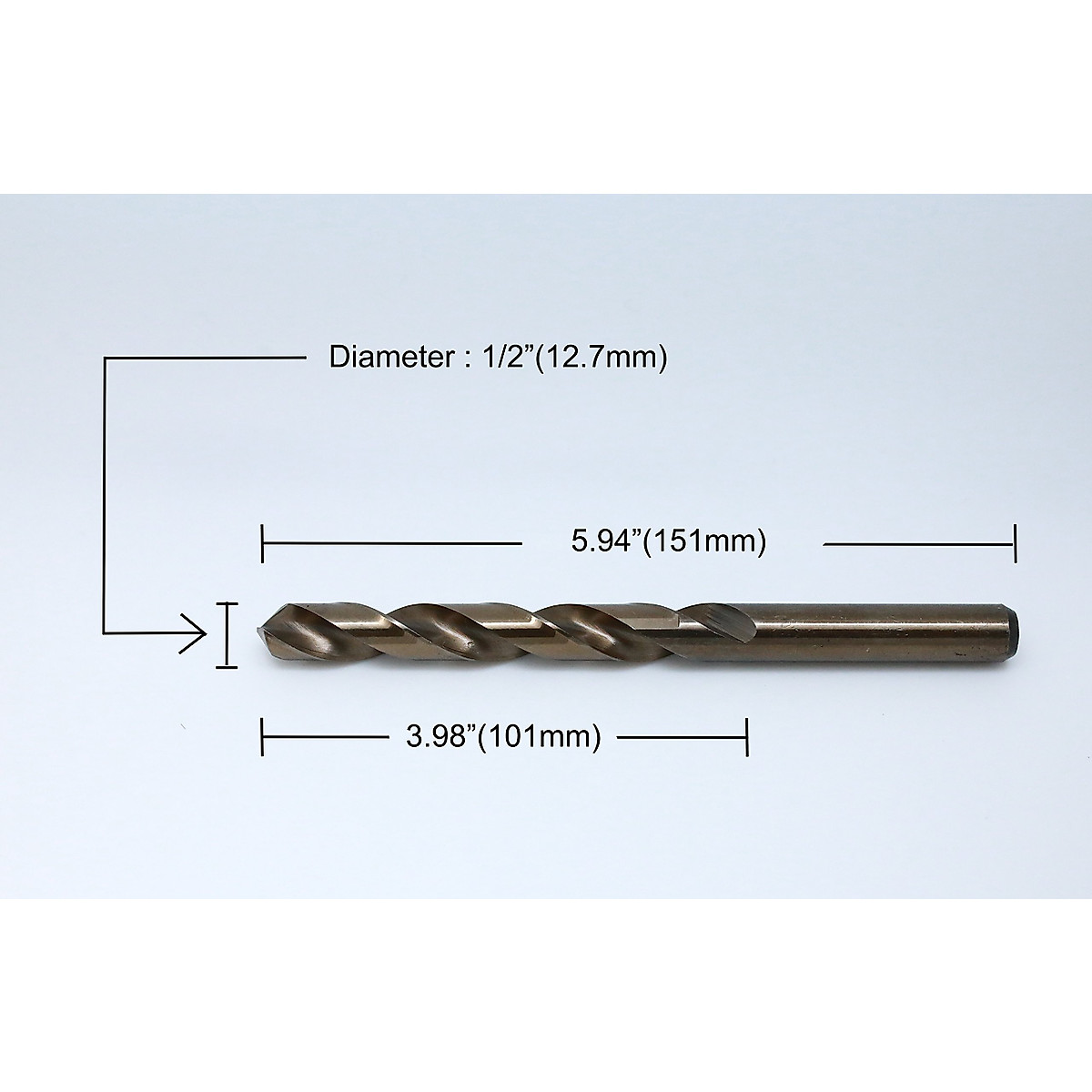 BEILI TOOLS HSS M35 Cobalt Twist Drill Bits, Pack of 5 (12.7mm, 1/2")