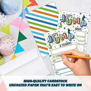 Jump Trampoline Party Birthday Invitations, Bounce House Party Invitations for Boys Girls Kids, Jumping Party Invitations, Jump Party Invites (20 Sets 4" x 6" Cards with Envelopes) - JY552