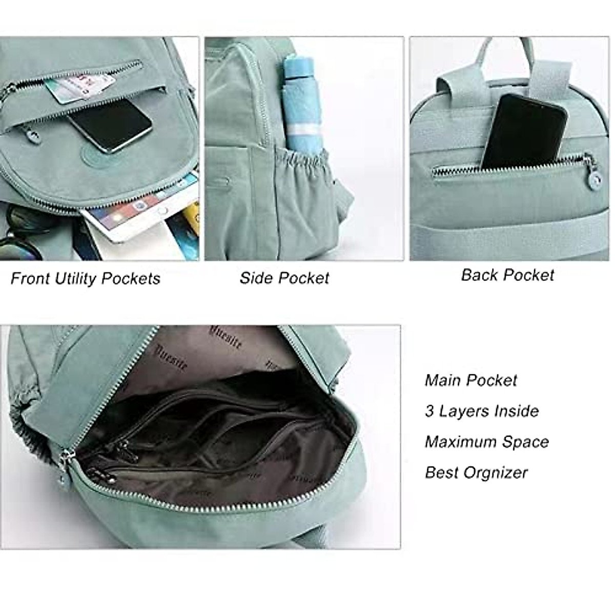 1pc Fashion Casual Backpack Small Size Travel Backpack Solid Aqua Blue for Women