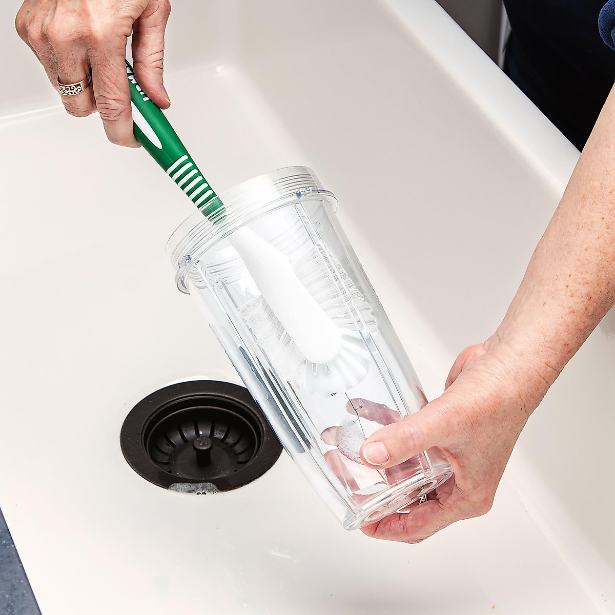 Libman Green & White Cleaning Brush Kit, 3-Piece Set, All-Purpose Brushes for Kitchen, Basins, Sinks, Dishwashers