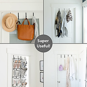 Shamrock Home Double Sided Over The Door Hooks for Clothes. Over The Door Hanger Hook Set of Four. Towel Hanger for Bathroom, Wreath Hook, Coat Rack Hat Organizer or Plant Hooks for Ceiling