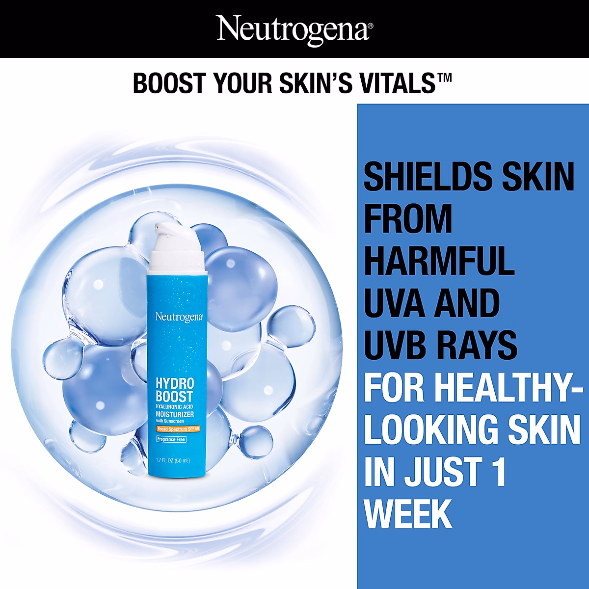 Neutrogena Skin Vitals Regenerating Duo, Visible Repair Regenerating Cream, 1.7 oz, & Hydro Boost SPF 50 Facial Moisturizer, 1.7 fl. oz, Fragrance Free Skincare + Hyaluronic Acid, 2 Items
