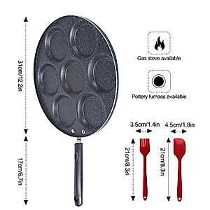 YCWF 7 Holes Egg Frying Pan, Mini Pancake Maker,Aluminum Non Stick Fried Eggs Cooking Pan Burger Mold Kitchen Cookware Household Tool for Home Breakfast
