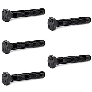 Yinpecly M10x60mm External Hex Head Screw Bolts Carbon Steel Grade 8.8 Metric Thread Hexagon Bolts Fastener 2.64"x0.63"x0.63"(LxWxH) for Machinery Furniture Hardware Black 5pcs