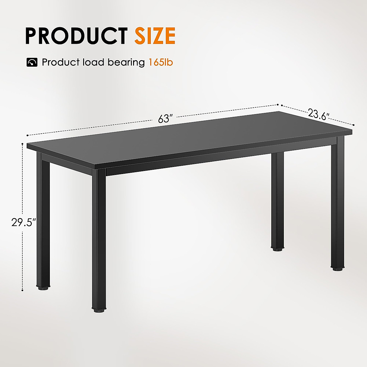 DlandHome 63 inches X-Large Computer Desk, Composite Wood Board, Decent and Steady Home Office Desk/Workstation/Table, BS1-160BB Black Walnut and Black Legs, 1 Pack