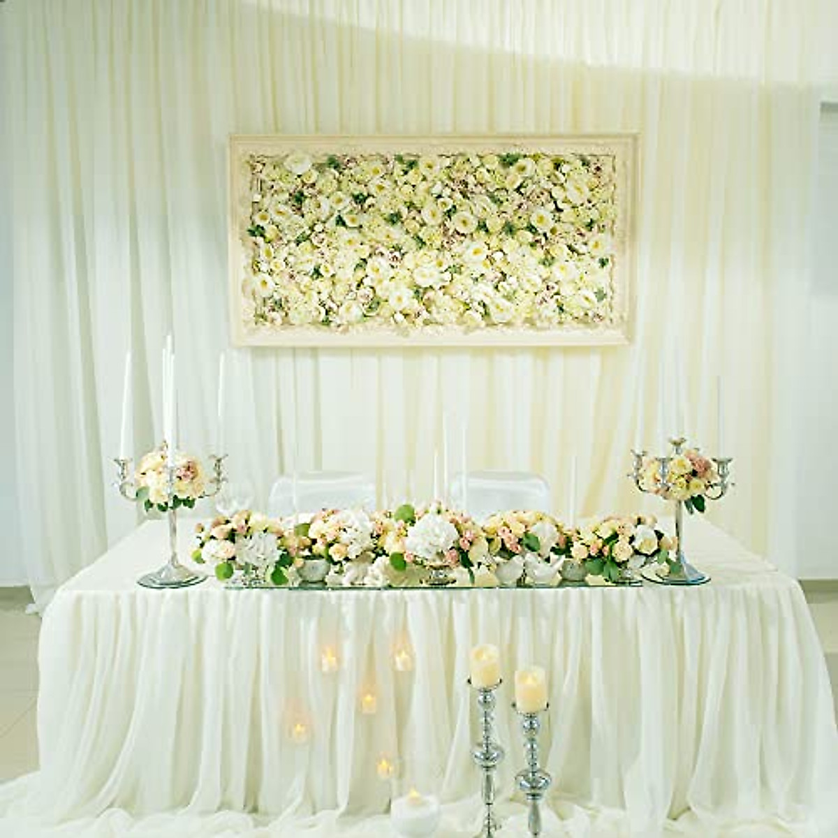 Wish Care Ivory Backdrop Curtain - Elegant 10x10ft Sheer Chiffon Panels