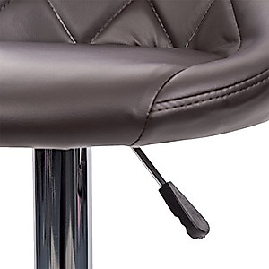 Ergonomic Design Bar stool Adjustable Hydraulic 360 Degree Swivel Stable Steel Frame Hight Density Cushion Seat Kitchen Dining Chair Pub Stool - Set of 2 Brown #1953