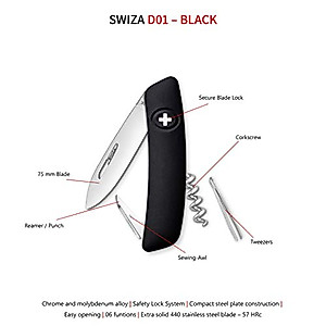 Swiza KNI.0010.1010 D01 Swiss Pocket Knife Black