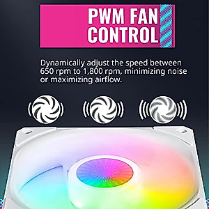 Cooler Master SickleFlow 120 V2 ARGB White Edition 3in1 Square Frame Fan, ARGB 3-Pin Customizable LEDs, Air Balance Curve Blade, Sealed Bearing, 120mm PWM Control for Computer Case & Liquid Radiator