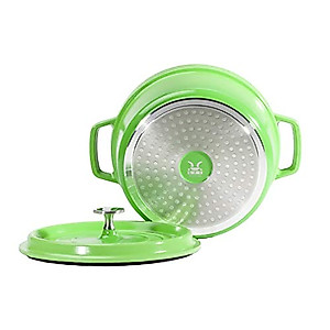 GET Heiss CA-011-G/BK Cast Aluminum Dutch Oven, 2.5 Quart, Round, Green