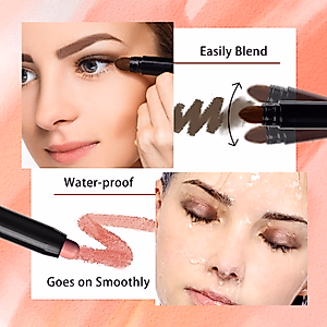 Oillase 12 PCS Eyeshadow Stick Sets with Smudge Proof Eyeshadow Primer Base, Glitter, Shimmer and Matte Eyeshadow Pen/Pencil Crayon with Soft Brush, Cream Eye Shadow Stick Makeup,