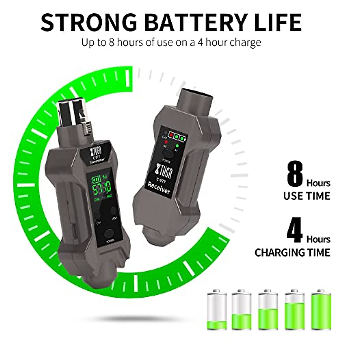 XTUGA C-977 UHF Wireless XLR Transmitter and Receiver& Wireless Guitar Transmitter Receiver,Rechargeable Mic Adapter 16 Channels 164ft Range for Dynamic Microphone,Audio Mixer,Electric Guitar Bass