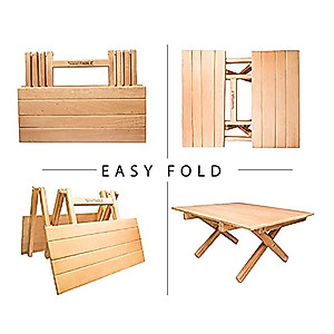 SHORT TABLE Simple Setup All-Purpose Use and Portability - Beach, Picnic, Camp, Or As A Gift - Original Slatted Table (Height 10”)