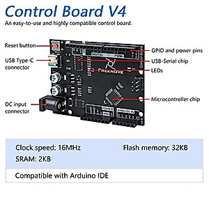 Freenove Projects Kit with Control Board V4 (Compatible with Arduino IDE), 238-Page Detailed Tutorials, 46 Projects, No Soldering, Simple Wiring