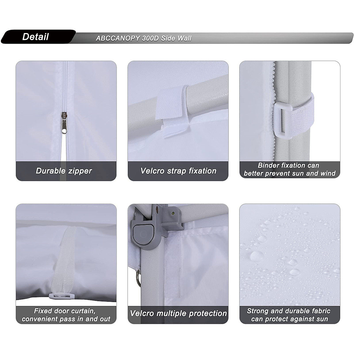 ABCCANOPY Canopy Rolling Door 10x10 FT with Zipper, 1 Pack Door Only, NOT Including Frame and Top, Black