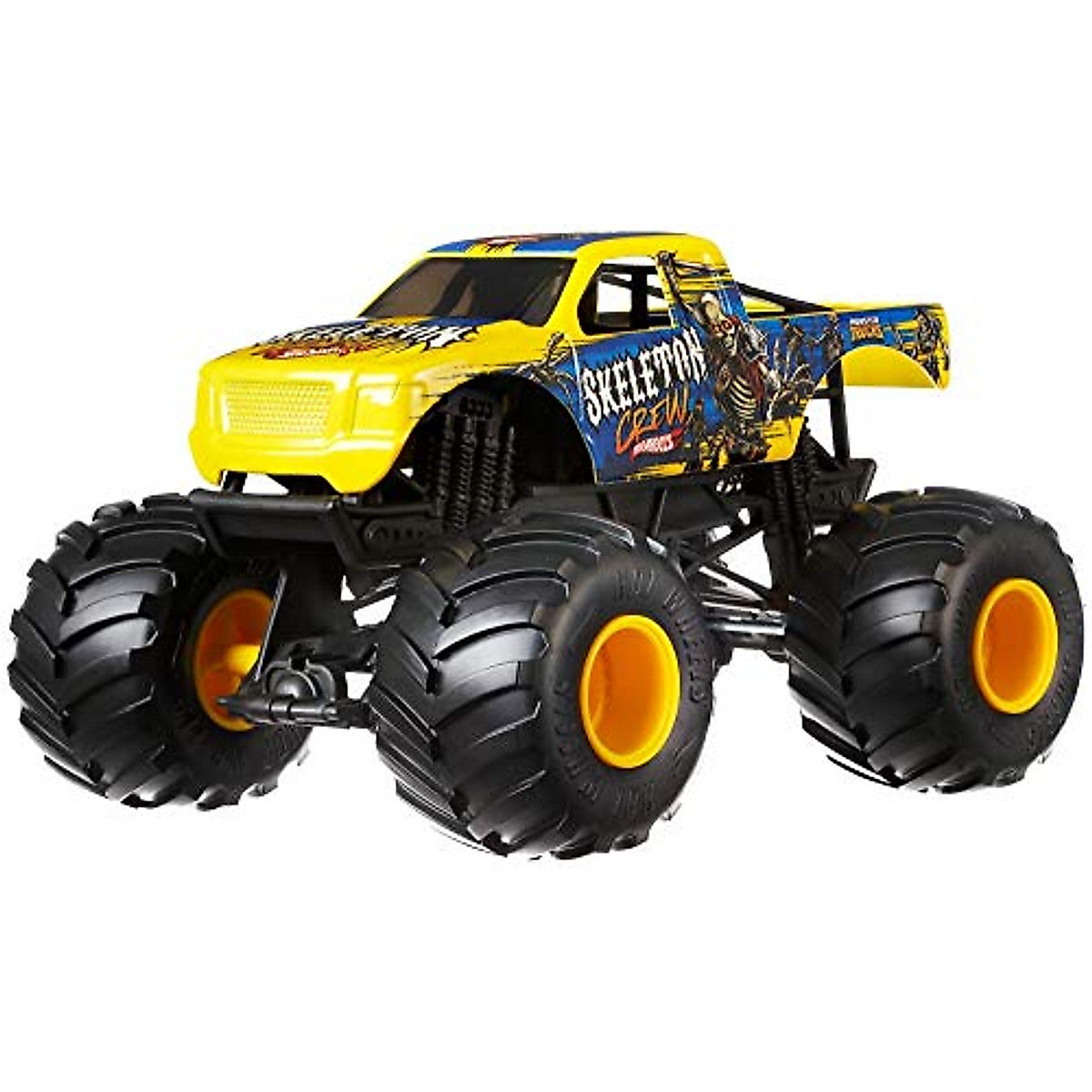 Hot Wheels Monster Trucks Skeleton Crew die-cast 1:24 Scale Vehicle with Giant Wheels for Kids Age 3 to 8 Years Old Great Gift Toy Trucks Large Scales