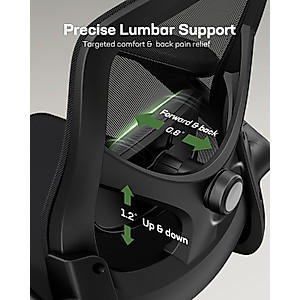 Marsail Ergonomic Mesh Office Chair High Back Desk Chair Adjustable Lumbar Support with Headrest Flip-Up Liftable Arms Swivel Computer Task Chair for Big and Tall People