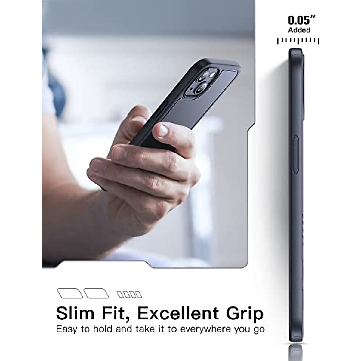 Humixx Designed for iPhone 13 Case & iPhone 14 Case [10FT Military Grade Drop Protection] [Anti-Scratch & Anti-Fingerprint] Shockproof Translucent Matte Back with Soft Bumper Protective Case, Black