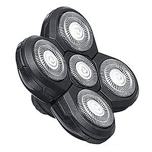5 Head Shaver Heads, Shaver Double Ring Blade Heads Shaver Replacement for Electric Razor Shaving Bald Tool, Head and Face Electric Razor Shaver Head, Easy to Install
