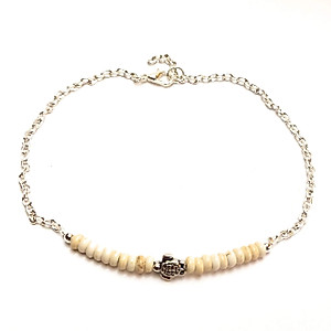 10 Inch Turtle Charm Ankle Bracelet With White Turquoise Beads Gift Boxed Anklet