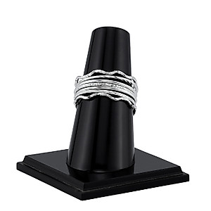 Silvershake 925 Sterling Silver White Gold Plated Thin Mixed Texture Band-7 Wraparound Skinny Wire Stackable Ring Handmade Jewelry for Women Size 8