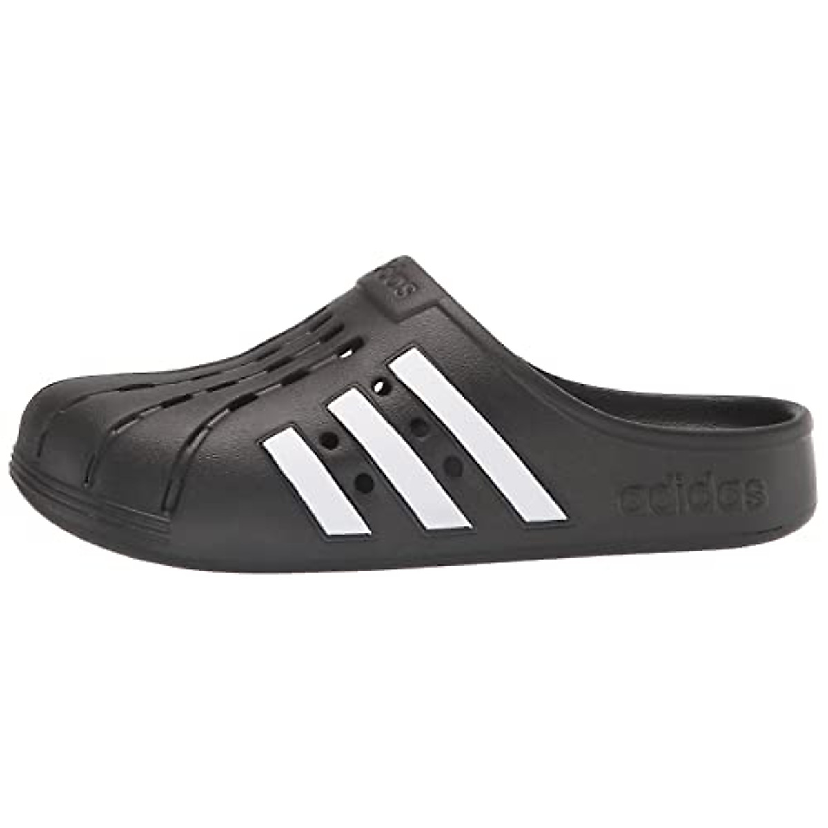 adidas Unisex Adilette Clogs Slide Sandal, Core Black/White/Core Black, 9 US Women/8 US Men