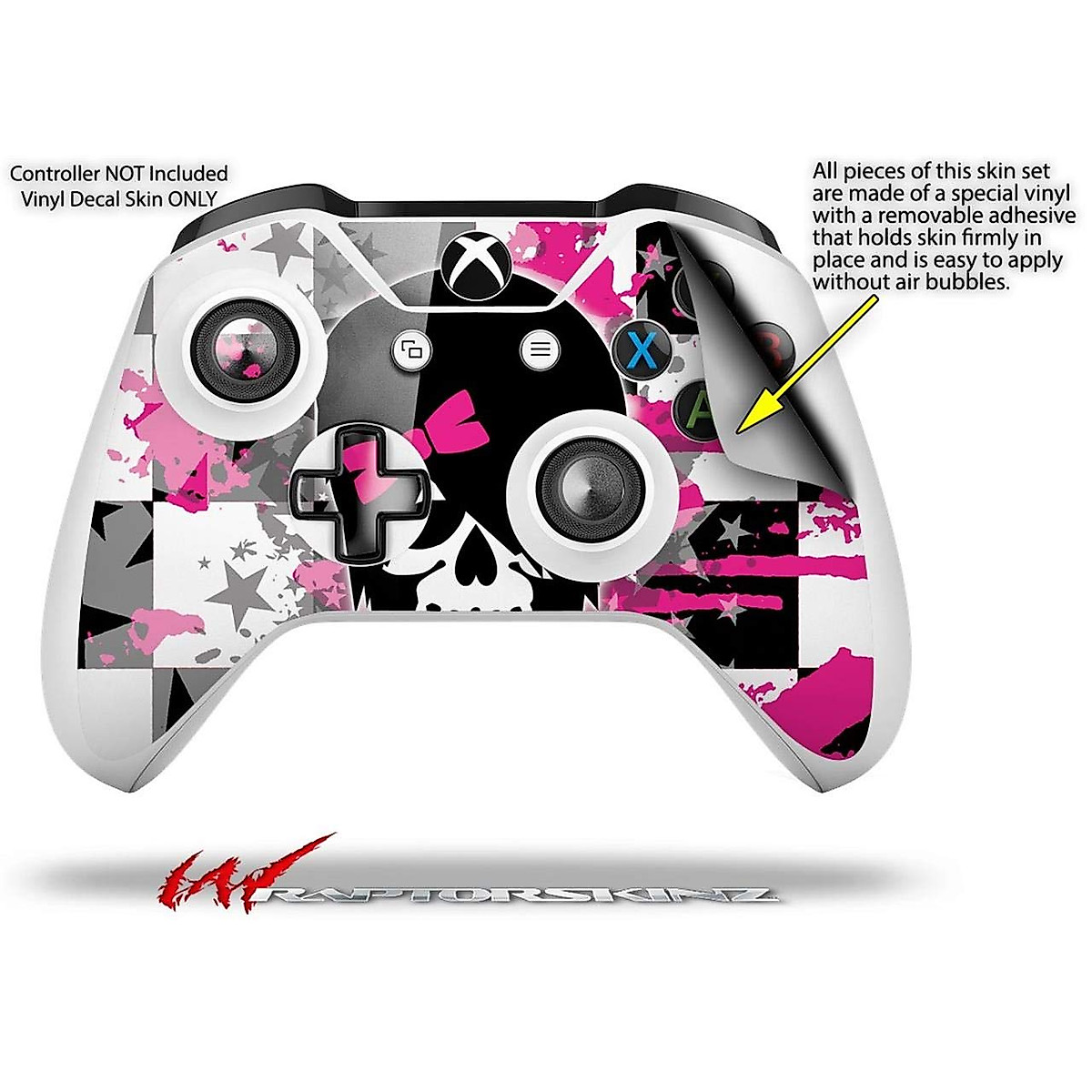 WraptorSkinz Decal Vinyl Skin Wrap compatible with XBOX One S/X Controller - Scene Kid Girl Skull (CONTROLLER NOT INCLUDED)