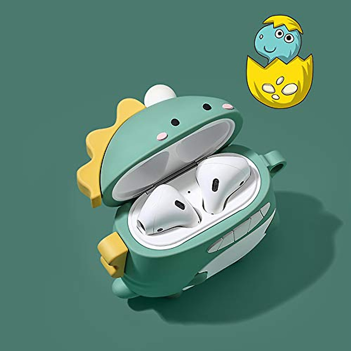 Compatible with Airpods Case, Silicone 3D Cute Animal Penguin Chicken Duck Reindeer Piggy Fun Cartoon Character Airpod Cover, Kawaii Funny Fashion Cool Design Skin (AirPods 1,2, Pink Dinosaurs)