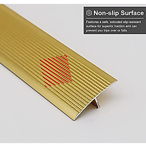 PAASHE Floor Transition Strip Walkers Entry Ramp, Gold Floor Carpet Threshold Strip, Curved Arc Door Edge Cover for Wood Gap Transition, Rust-Proof Floors Seams Strips 90cm Long, Custom Sized