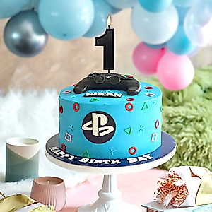 LUTER 3.94 Inches Oversized Birthday Candles Black Birthday Cake Candles Number Candles Cake Topper Decoration for Wedding Party Kids Adults, Number 1