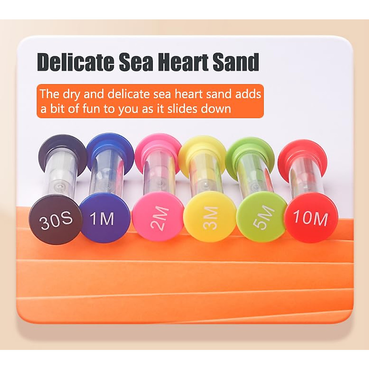 AKOAK 6 Pcs Color Hourglass Timer, 30S, 1M, 2M, 3M, 5M, 10M Hourglass Timer, Kids Play Classroom Kitchen Home Office Decorative Hourglass