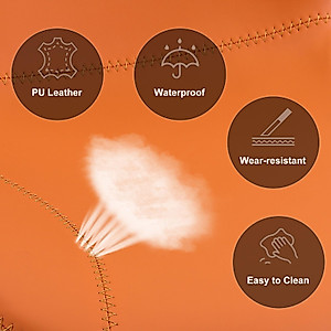 Youhauchair Bar Stools Set of 2, PU Leather Counter Height Barstools with Back, Height Adjustable Swivel Bar Chairs, Modern Armless Kitchen Island Stool, Orange