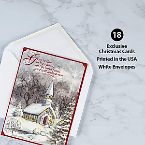 Current Snowy Church Personalized Christmas Greeting Cards Set - Set of 18 Large 5 x 7-Inch Folded Cards, Themed Religious Holiday Card Value Pack, Add Names or Text, Envelopes Included
