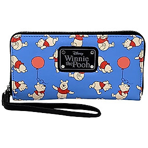 Disney Wallet Wristlet Zip Clutch Faux Leather (Winnie the Pooh Blue)