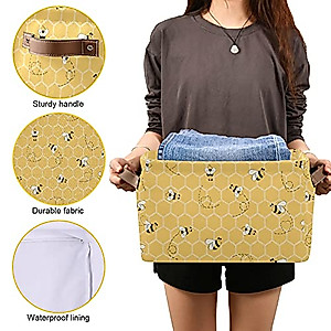 Honeycomb Animal Bee Storage Bins Basket, Honeybee Collapsible Storage Cube Rectangle Storage Box with Handles for Shelf Closet Nursery Bedroom Home Office 1 Pack